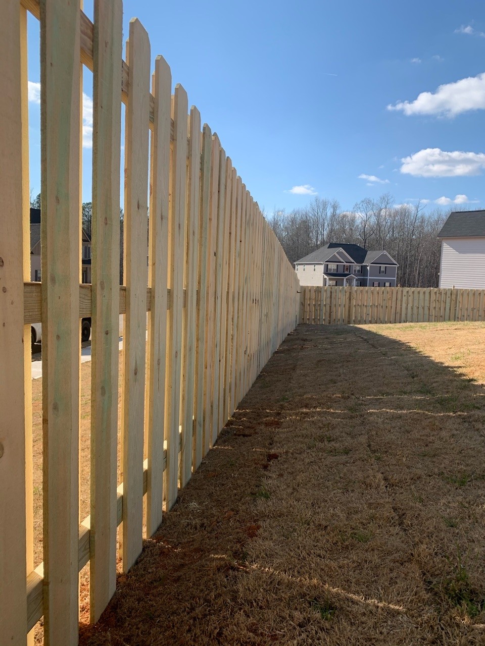 6’ Shadow Box & French Gothic Post fence with a 10’ Double gate ...